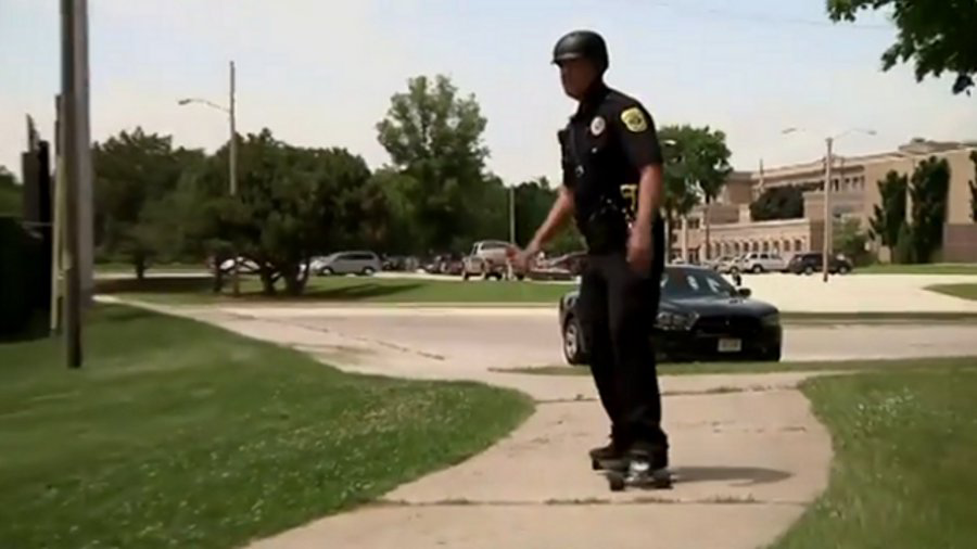 Wisconsin Cop Ready to Roll...On Skateboard | Officer