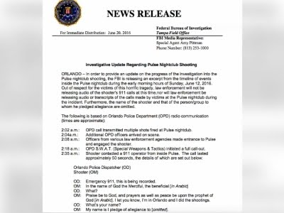 Partial Transcript Released From Orlando 911 Calls | Officer