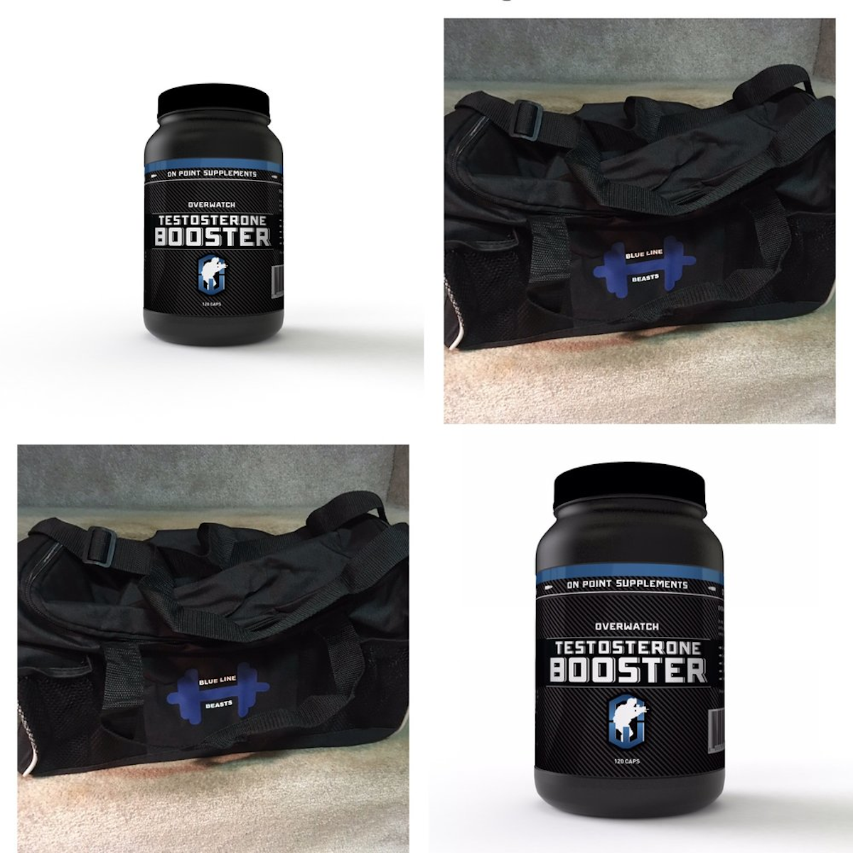 Natural Testosterone Booster Supplements and Blue Line Beasts Gym Bag ...