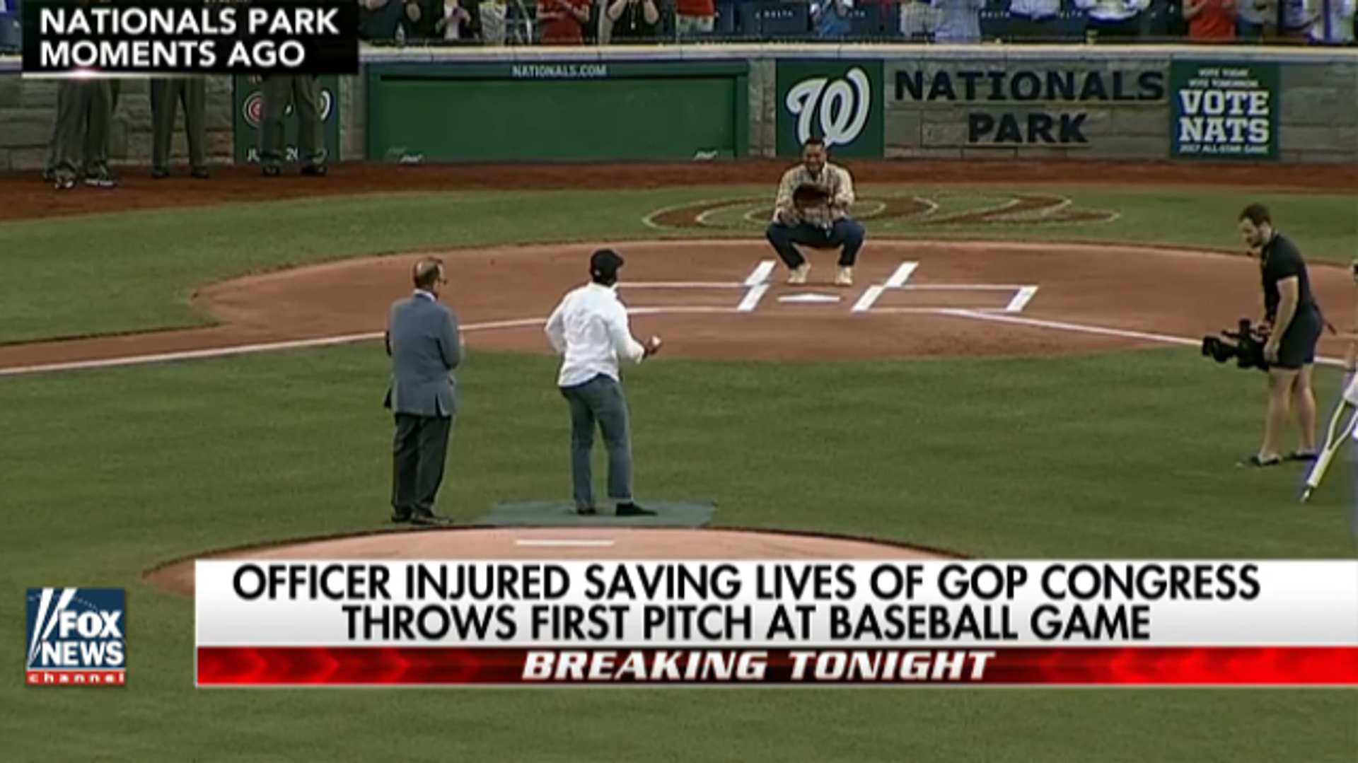 Injured Capitol Police Officer Throws First Pitch at Congress' Ball ...