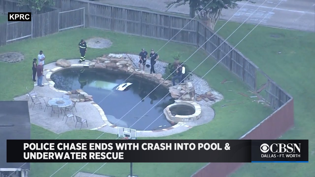 Texas Pursuit Ends With Crash Into Swimming Pool and Underwater Rescue ...