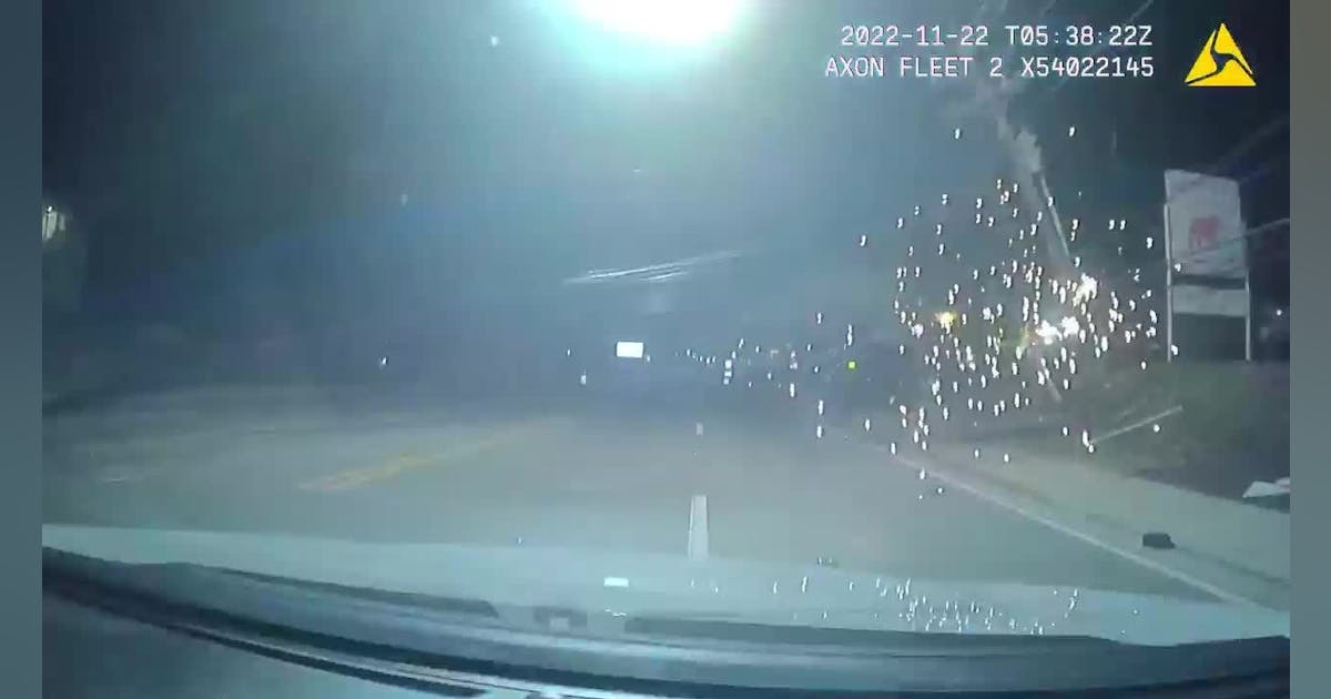 Video Tenn Police Officer Nearly Struck By Sparking Power Lines Officer