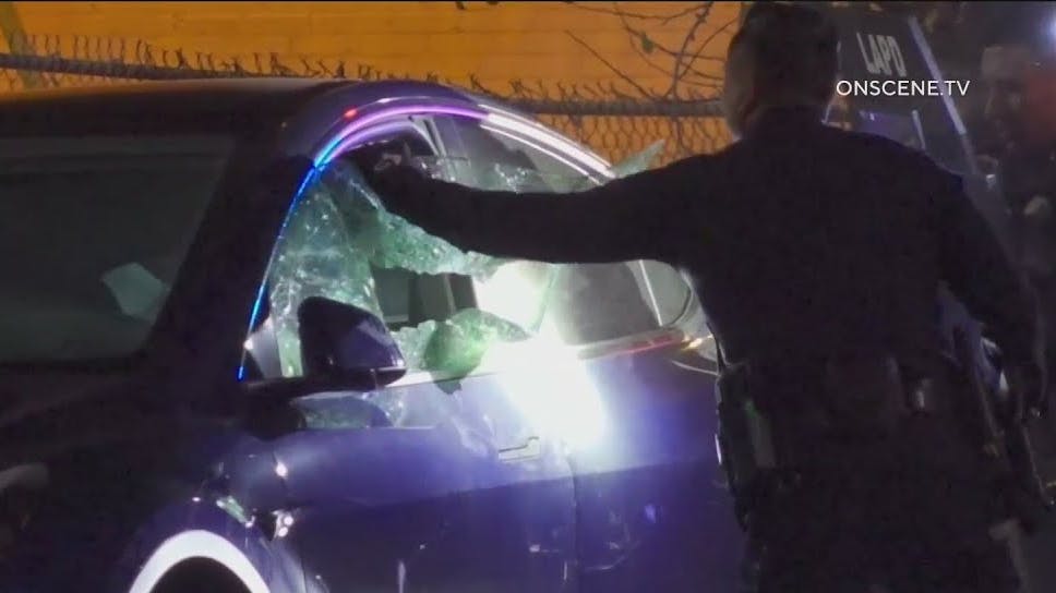 Video: LAPD Smashes Stolen Tesla's Window to Reach Apparently 'Sleeping ...