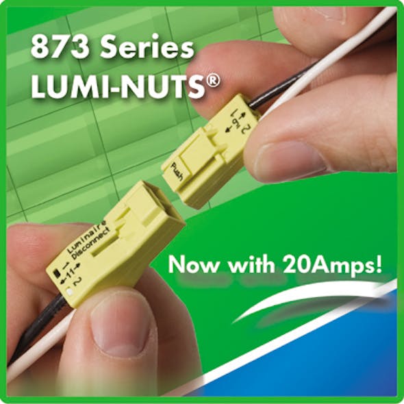 WAGO LUMI-NUTS(TM) Luminaire Disconnect Features Industry-Exclusive 20A ...